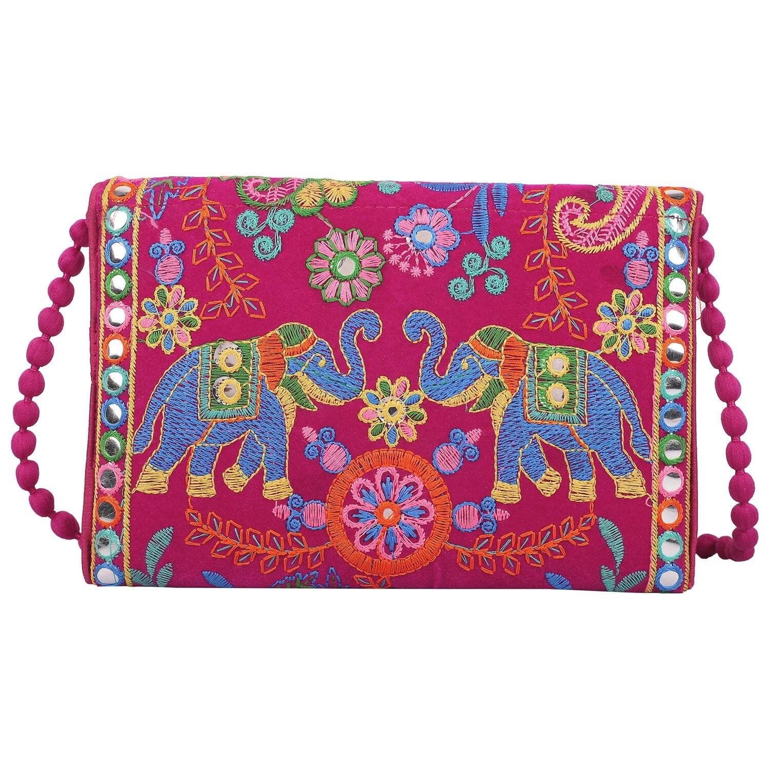 Handmade Ethnic Indian Rajasthani Style Embroidered Sling Clutch Purses ...