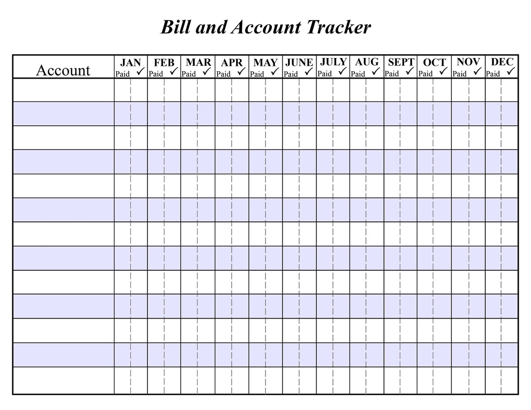 Account and Bill Tracker - Etsy