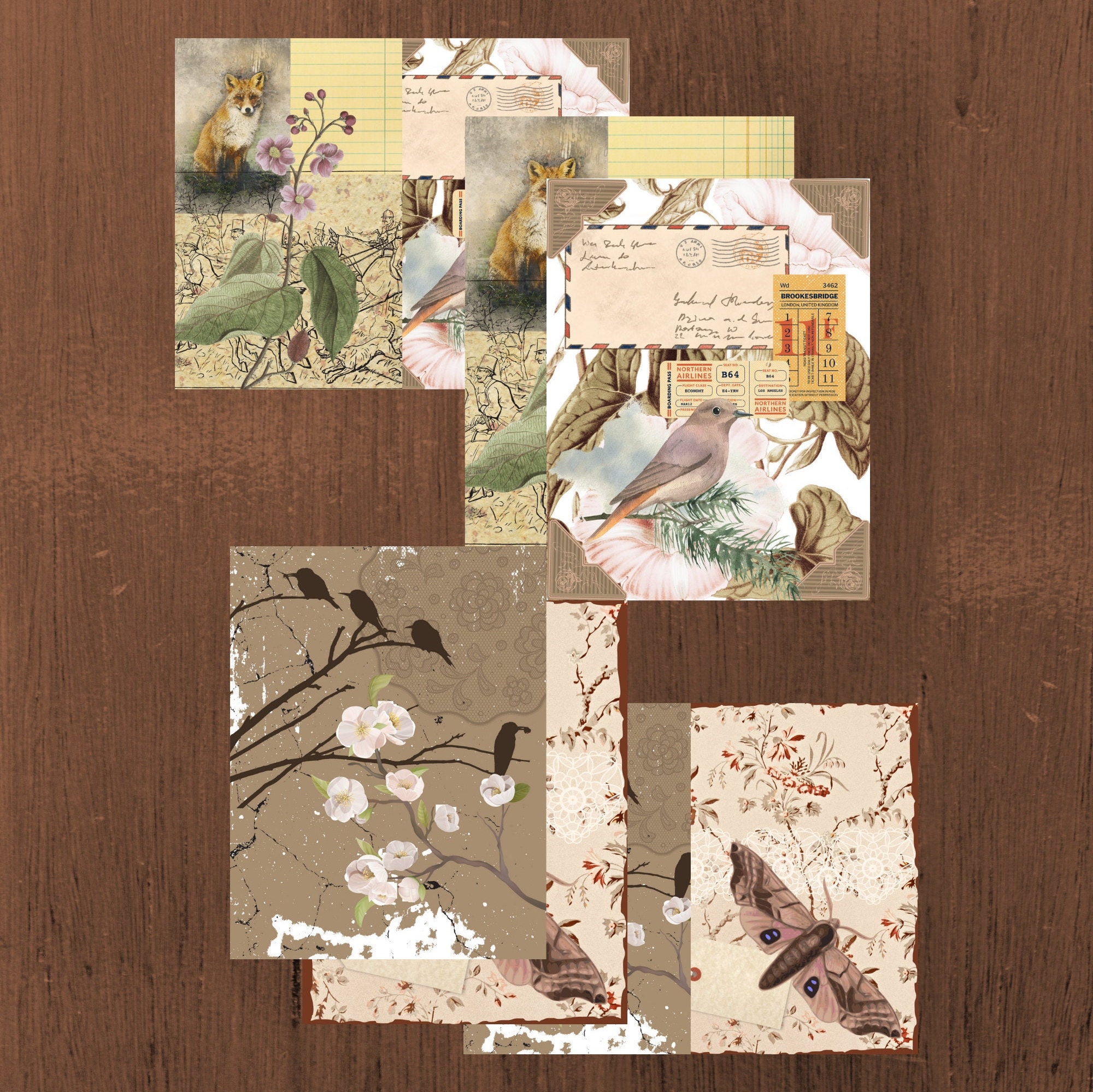 Nature Collage Digital Printable Paper Ephemera - Etsy