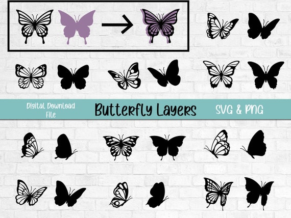 Butterfly Layers Bundle SVG Butterfly PNG Butterfly Cut File | Etsy