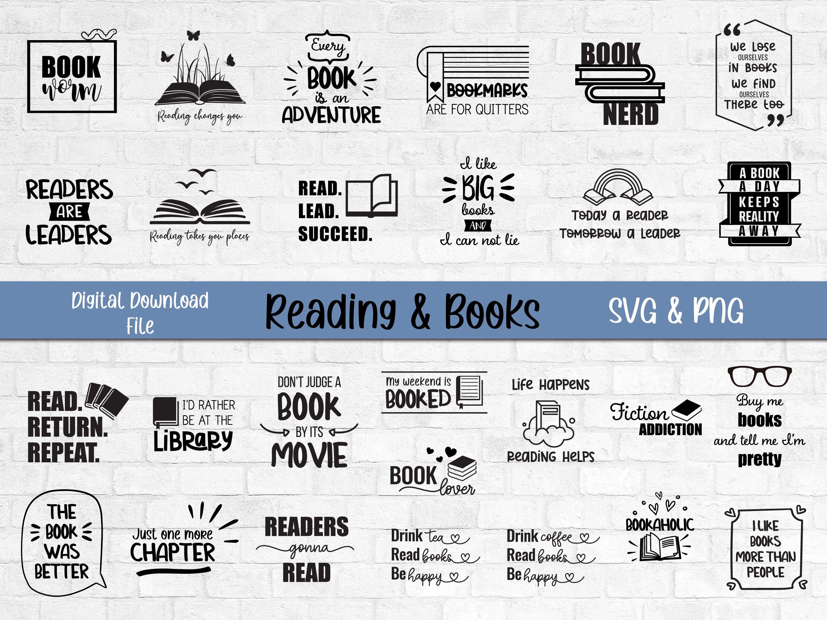Funny Reading Quotes Bundle SVG, Funny Book Quotes PNG, Reading Cut ...