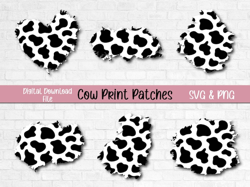 Cow Print Patch Bundle, Cow Print PNG, Cow Print Sublimation, Cow Print ...