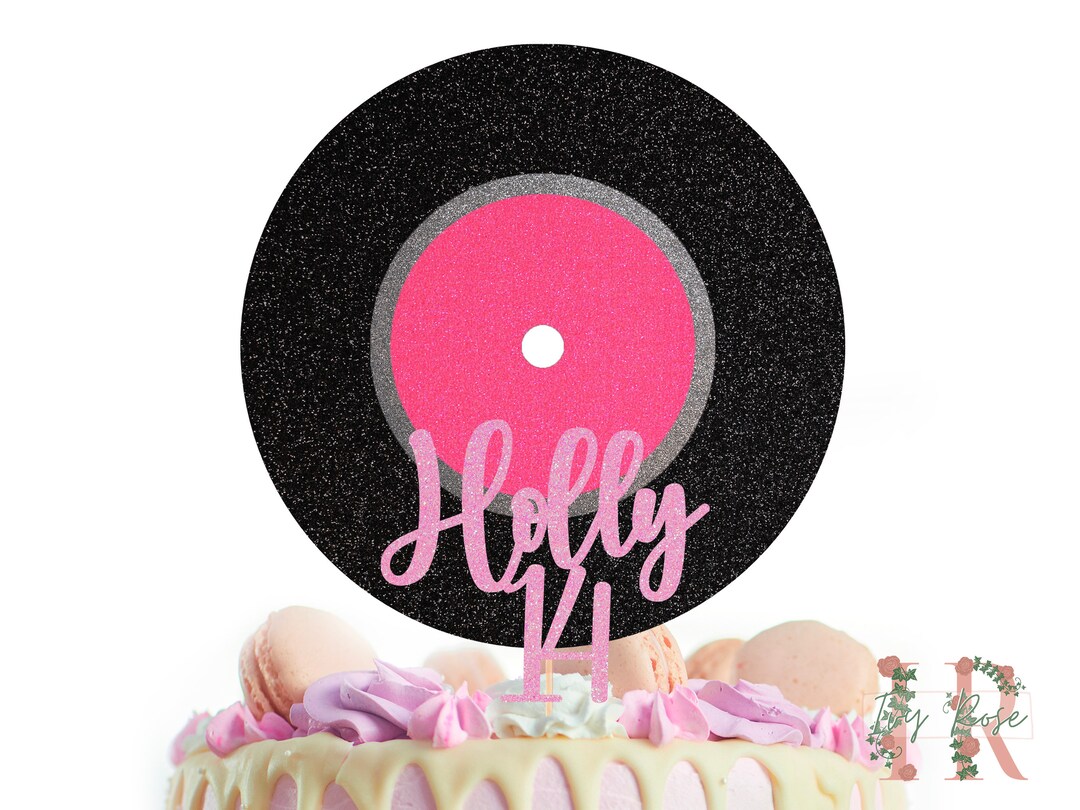 Vinyl Record Personalised Custom Glitter Cake Topper Name Age - Etsy