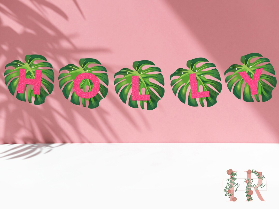 Monstera Leaf Banner Birthday Decoration Backdrop Tropical Party - Etsy