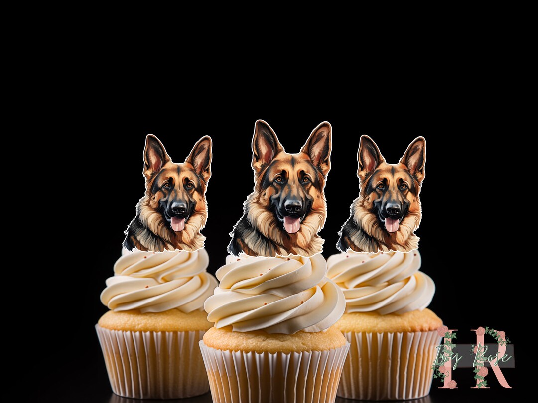 German Shepherd Cupcake Toppers Party Decoration - Etsy