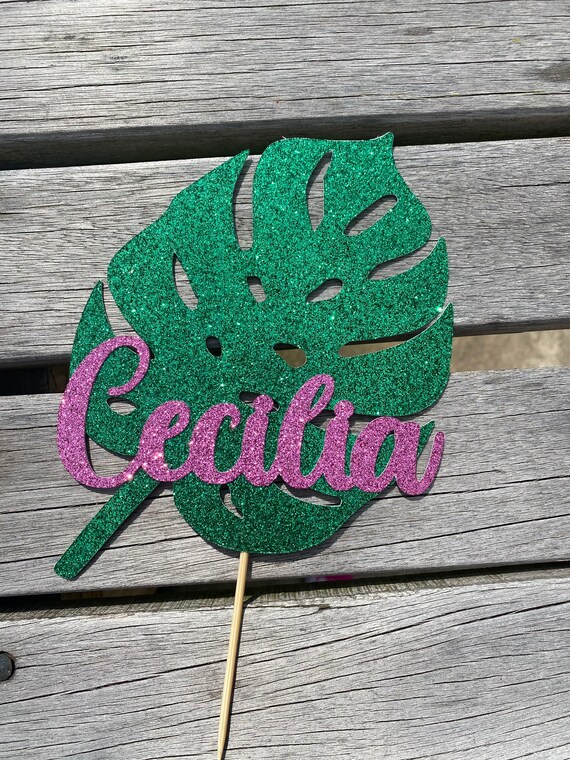 Monstera Leaf Name Age Personalised Custom Glitter Birthday | Etsy