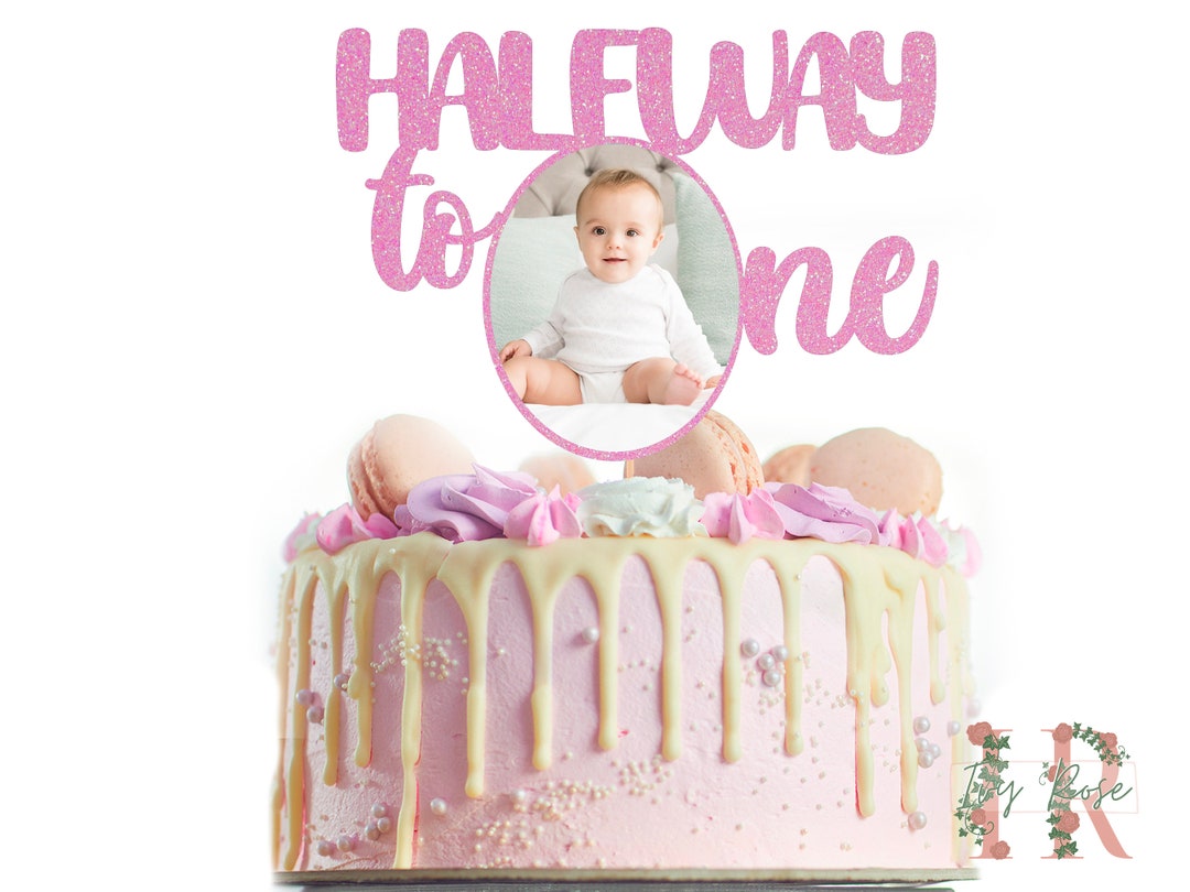 Halfway to One Glitter Cake Topper Party Decoration 6 Months Cake Smash ...