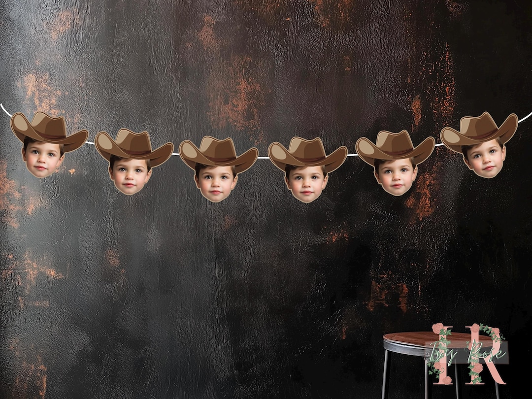Custom Photo Cowboy Hat Banner Birthday Party Decoration Backdrop ...