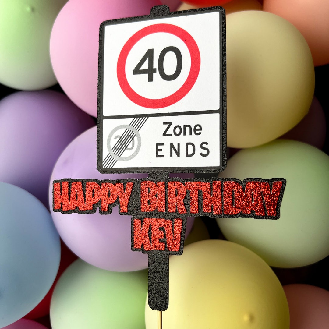 ANY AGE Speed Limit Road Sign Personalised Custom Glitter Cake Topper ...