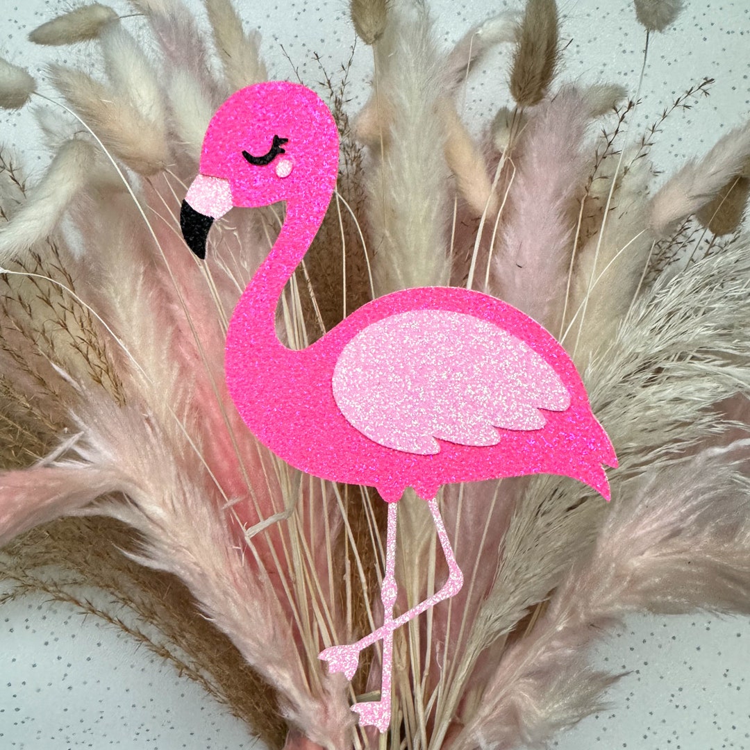 Flamingo Glitter Birthday Cake Topper Party Decoration Tropical - Etsy