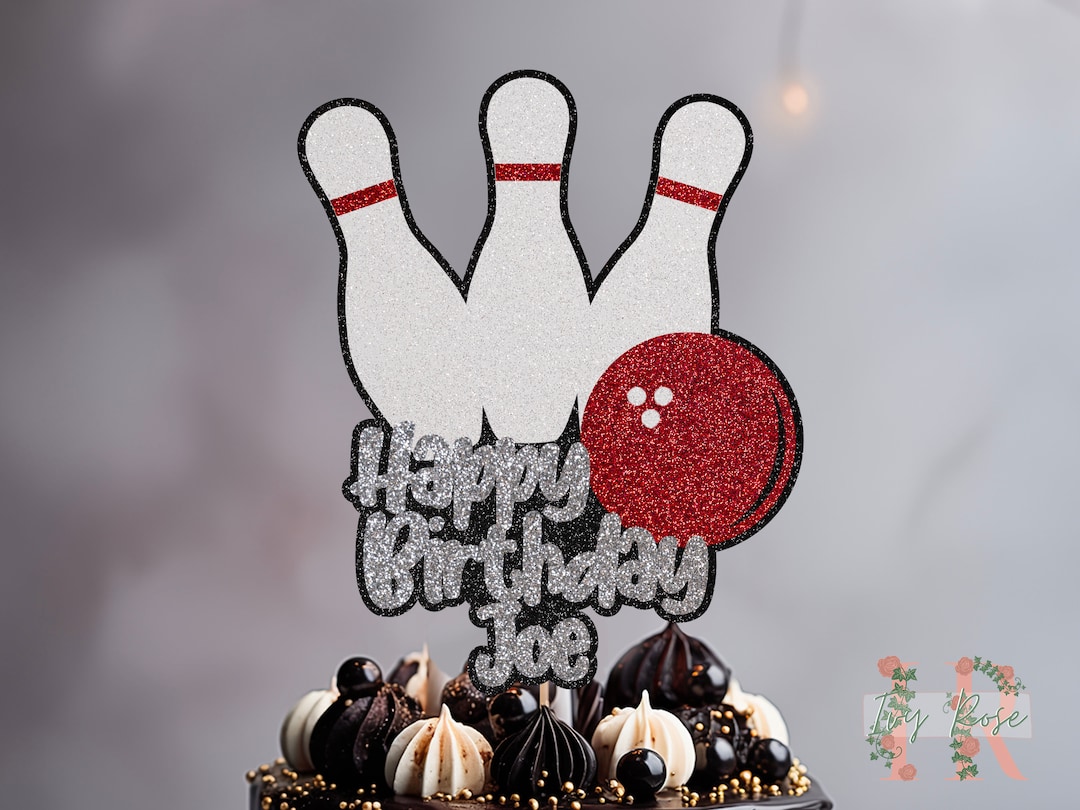 Bowling Personalised Custom Glitter Cake Topper Party Decoration - Etsy
