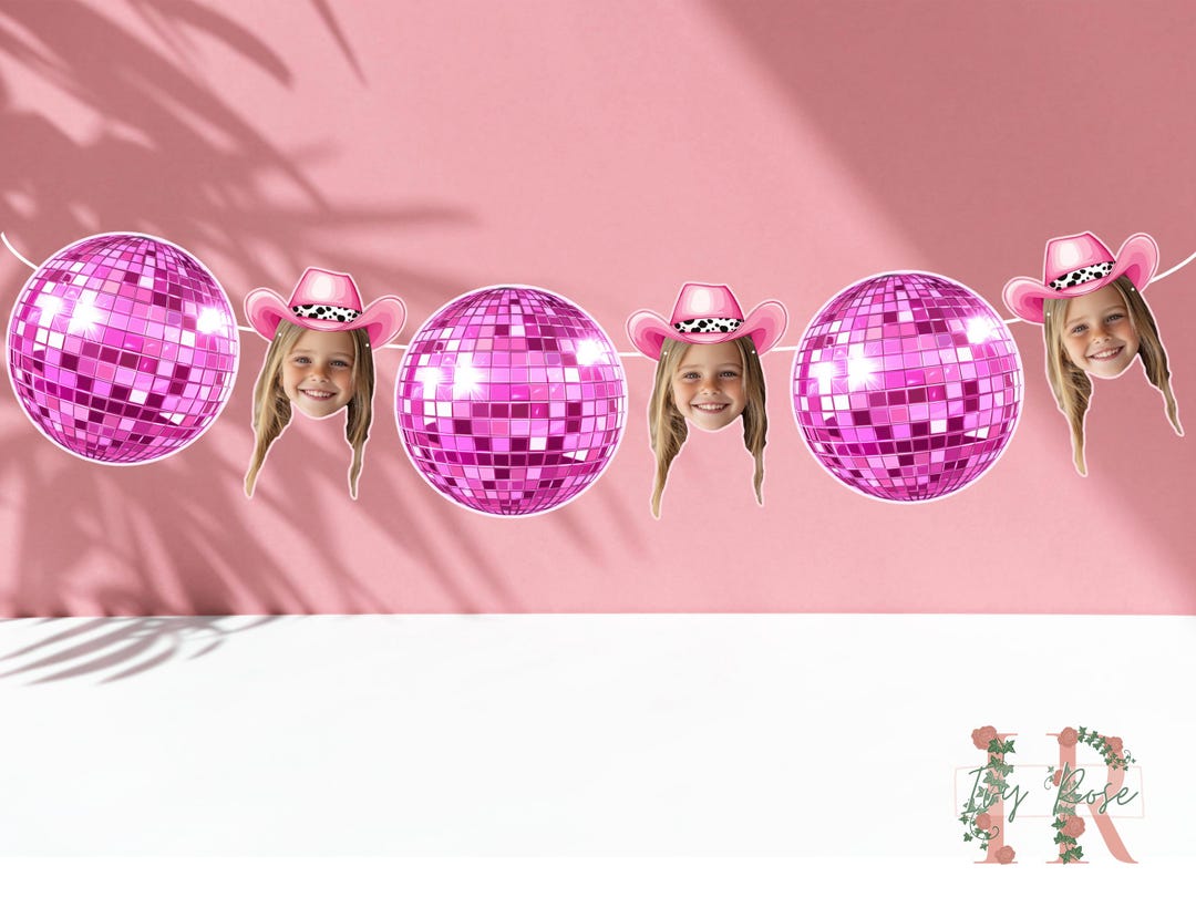 Custom Photo Disco Cowgirl Hat Banner Birthday Party Decoration ...