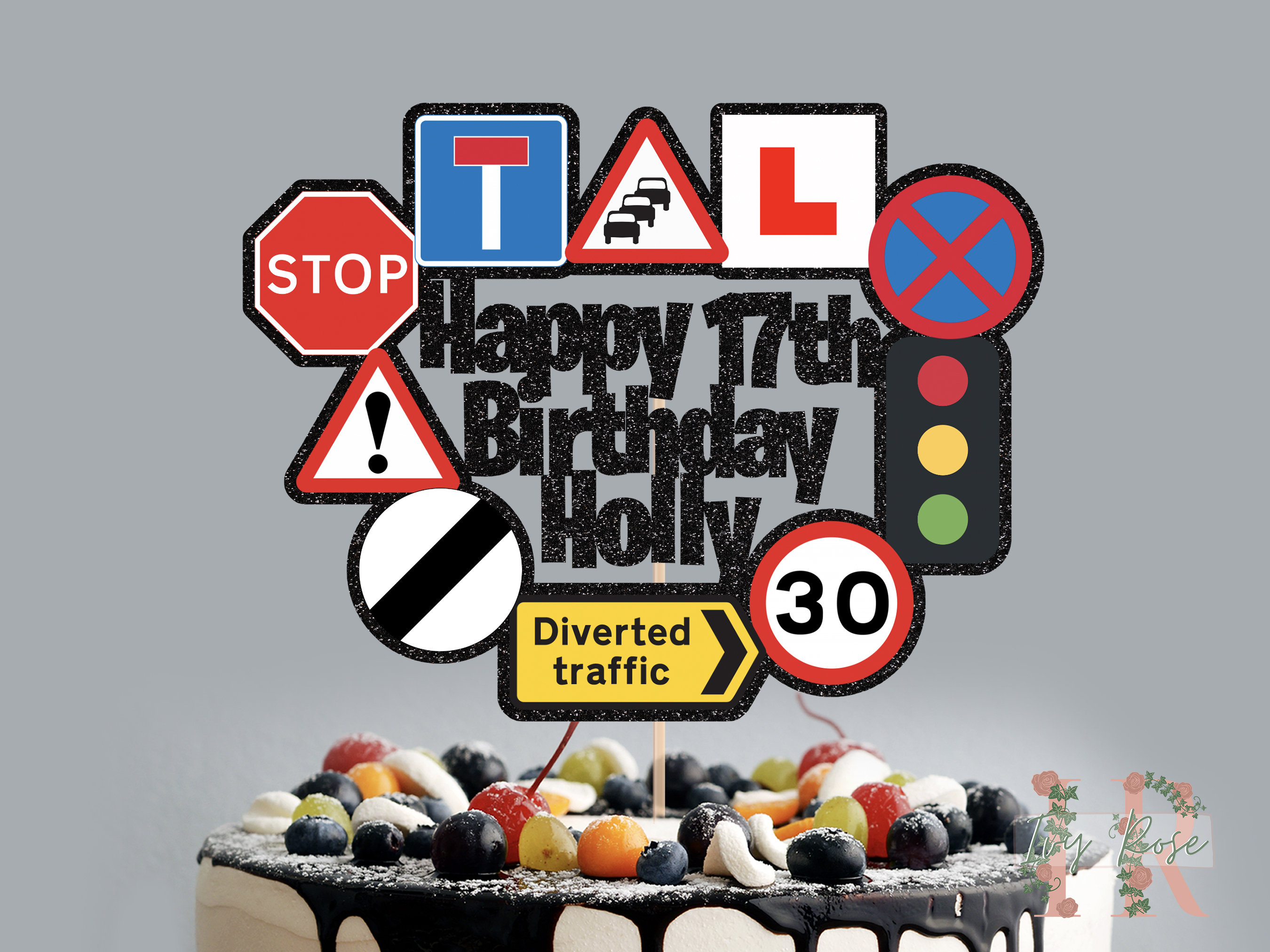 Driving Road Signs Cake Topper Personalised Custom Glitter - Etsy Australia