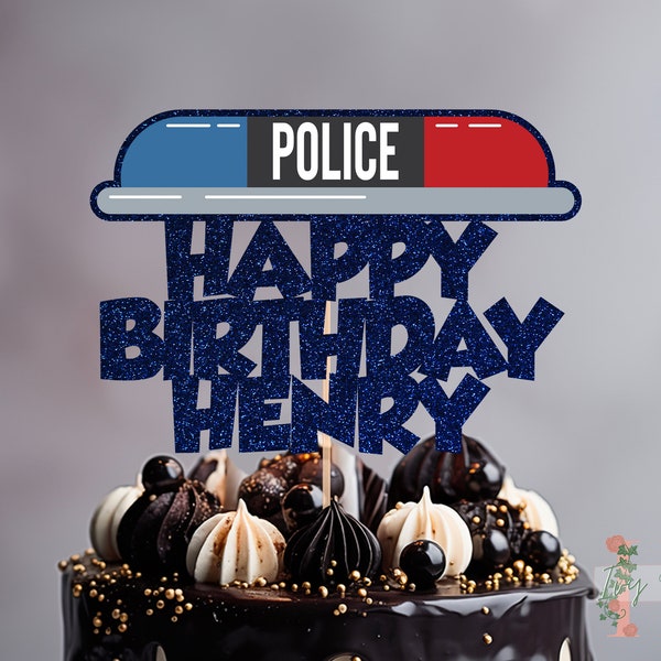 Police Happy Birthday Cake Topper - Etsy