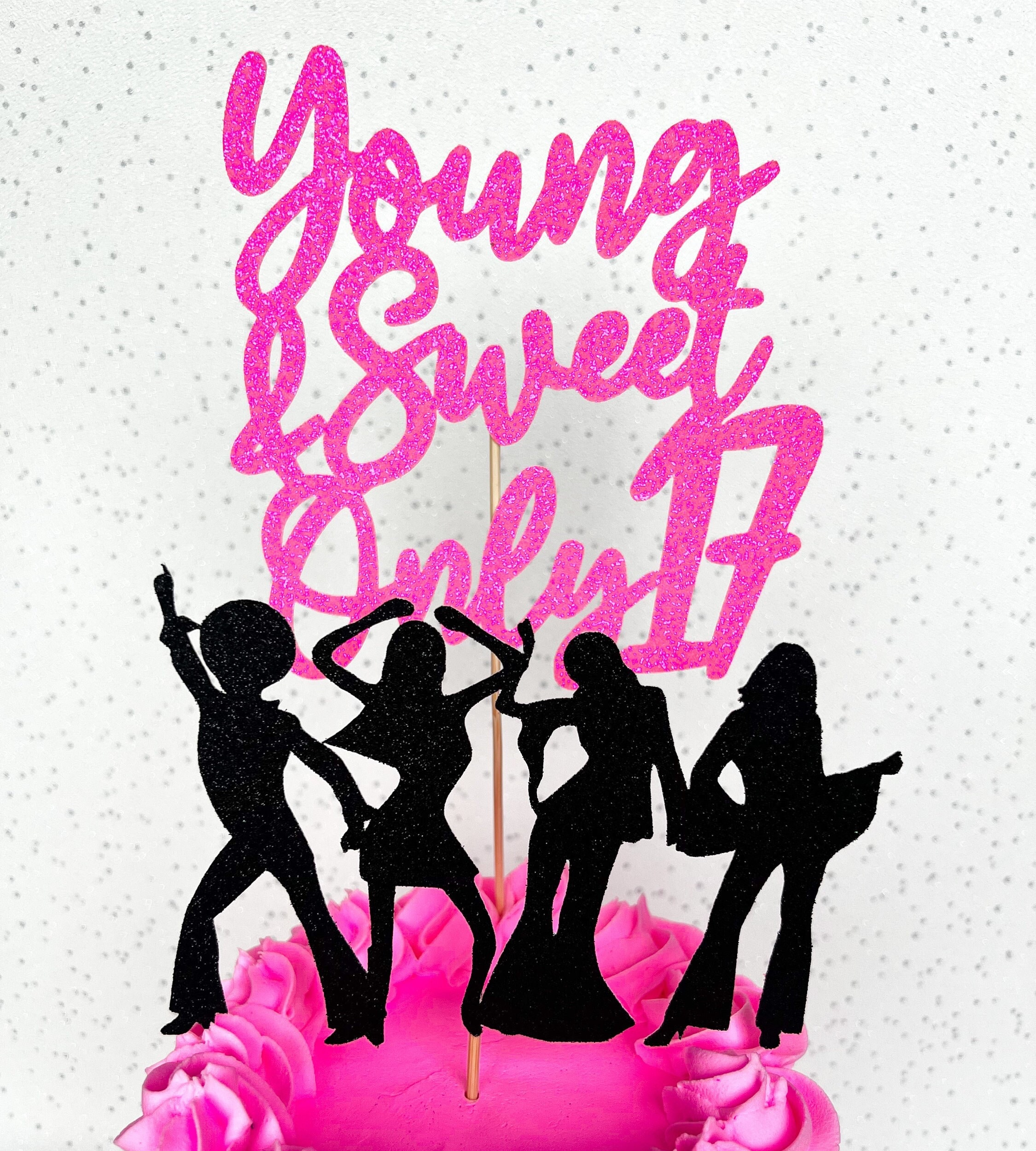 Young and Sweet 17 Dancing Cake Topper Set Custom Glitter Party ...