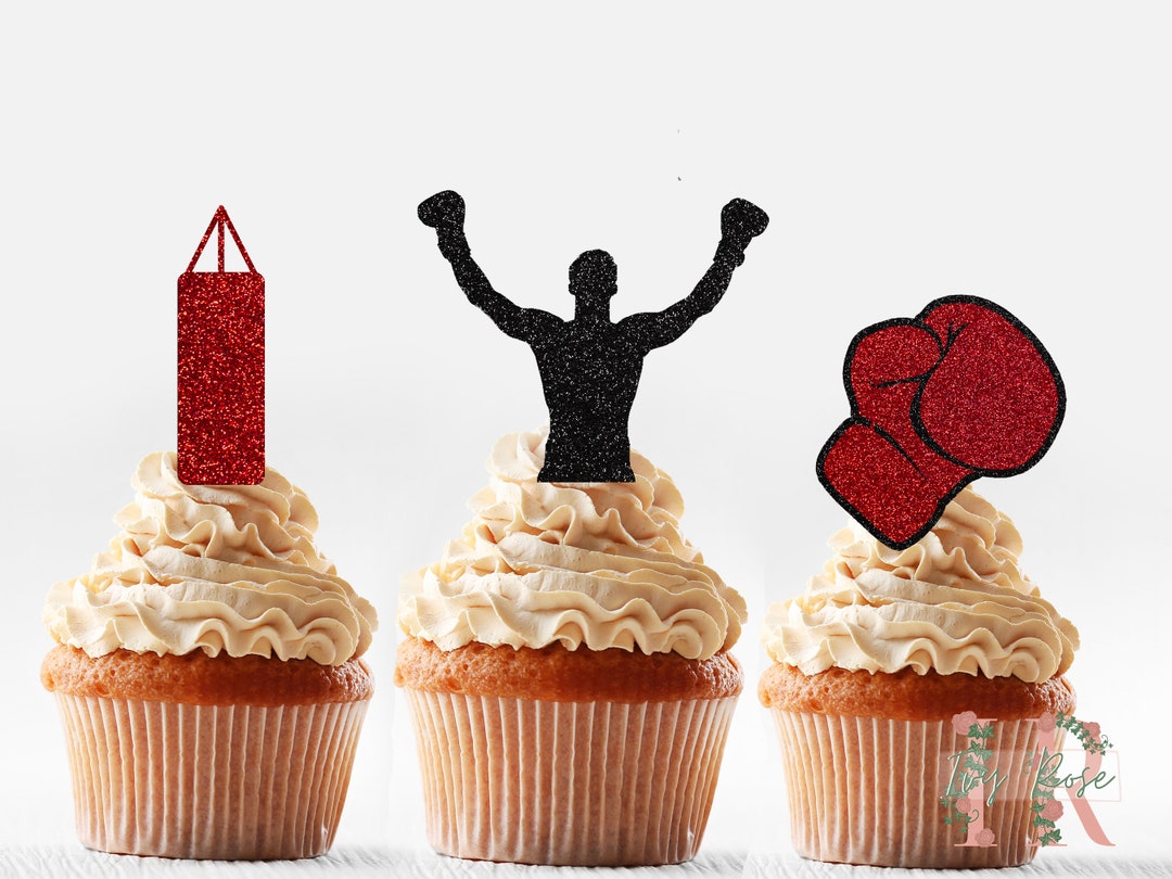 Boxing Glitter Cupcake Toppers Party Decoration Birthday - Etsy