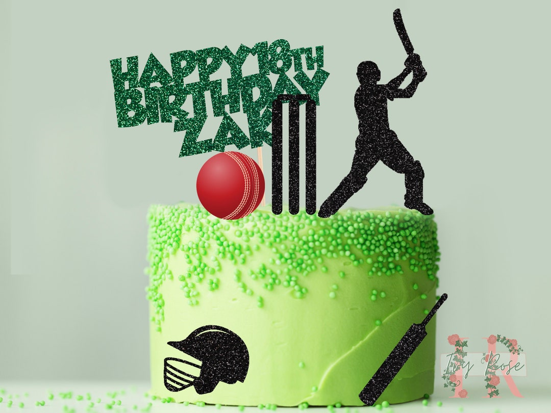 Cricket Cake Topper Set Personalised Custom Glitter Happy - Etsy