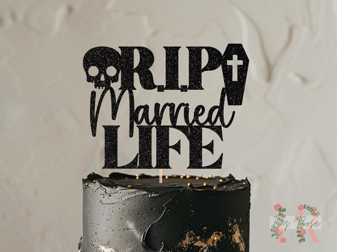 RIP Married Life Skull Coffin Gothic Glitter Cake Topper Party ...