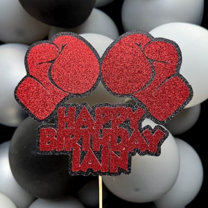 Boxing Gloves Personalised Custom Glitter Happy Birthday Cake Topper ...