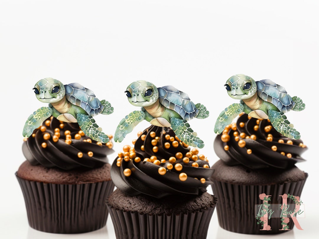 Turtle Cupcake Toppers Party Decoration - Etsy