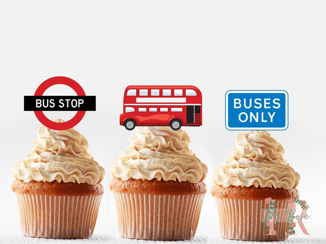 Red Bus Cupcake Toppers Party Decoration Birthday - Etsy