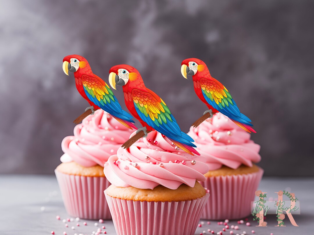 Parrot Cupcake Toppers Party Decoration - Etsy