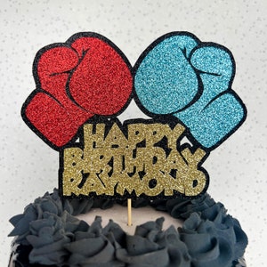 Boxing Gloves Personalised Custom Glitter Happy Birthday Cake Topper ...