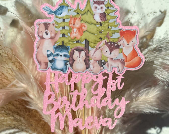 Forest Woodland Animal Theme Cake Topper Birthday Baby Child Nursery ...
