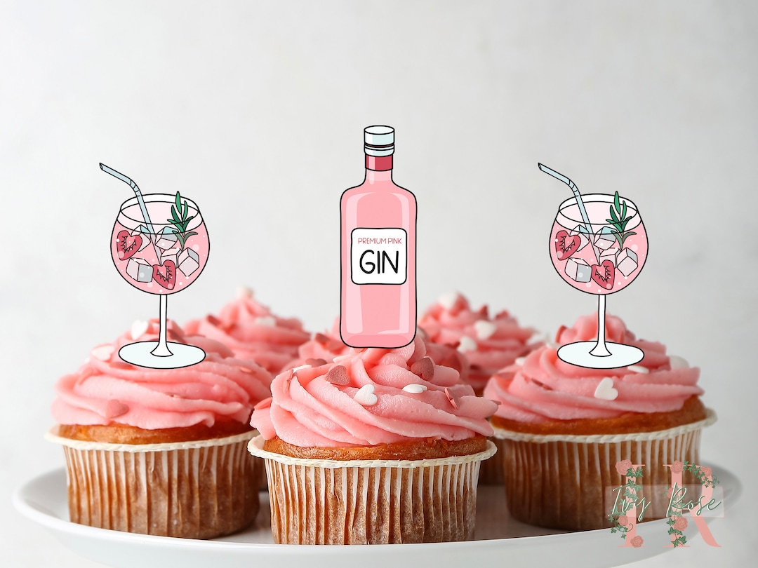 Pink Gin Cupcake Toppers Party Decoration Birthday - Etsy
