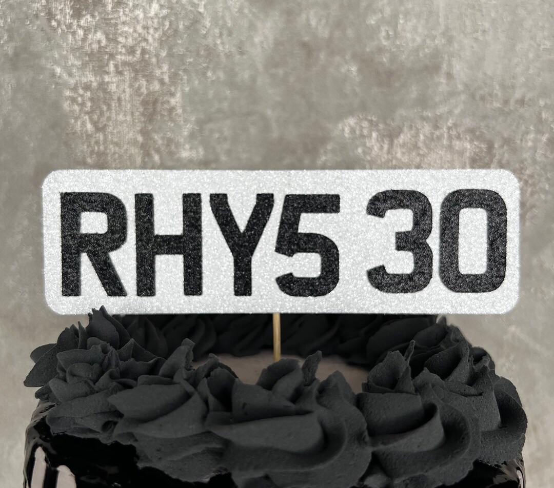 Number Plate Personalised Custom Glitter Birthday Anniversary Cake ...