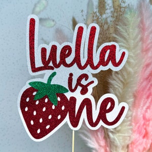 Strawberry Name Age Personalised Custom Glitter Happy Birthday Cake ...