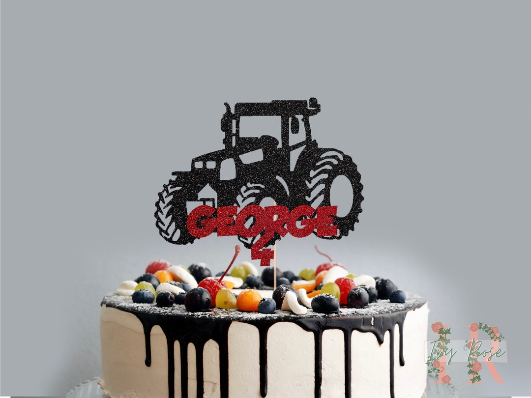 Traktor Personalisiert Glitzer Happy Birthday Cake Topper Party ...