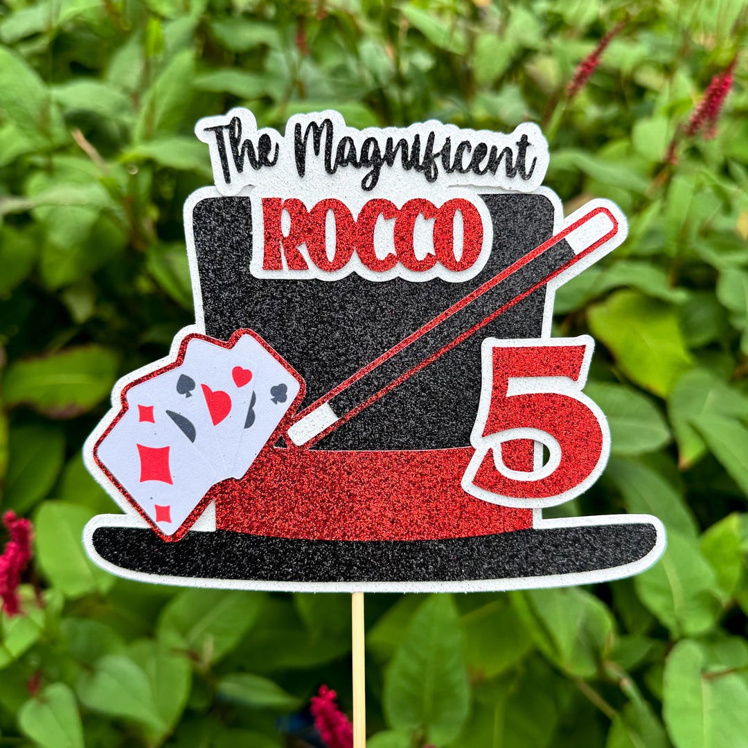 Magic Magicians Hat Personalised Custom Glitter Happy Birthday Cake ...