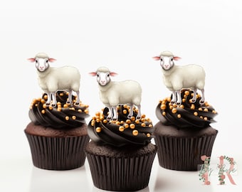 Sheep Cupcake Toppers, Sheep Cupcake Picks, Farm Animal Cupcake Toppers ...