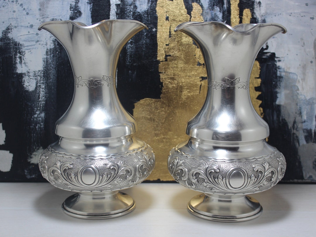 Two Antique Vases . Portuguese Antique Silver . 833 Silver Sample . - Etsy