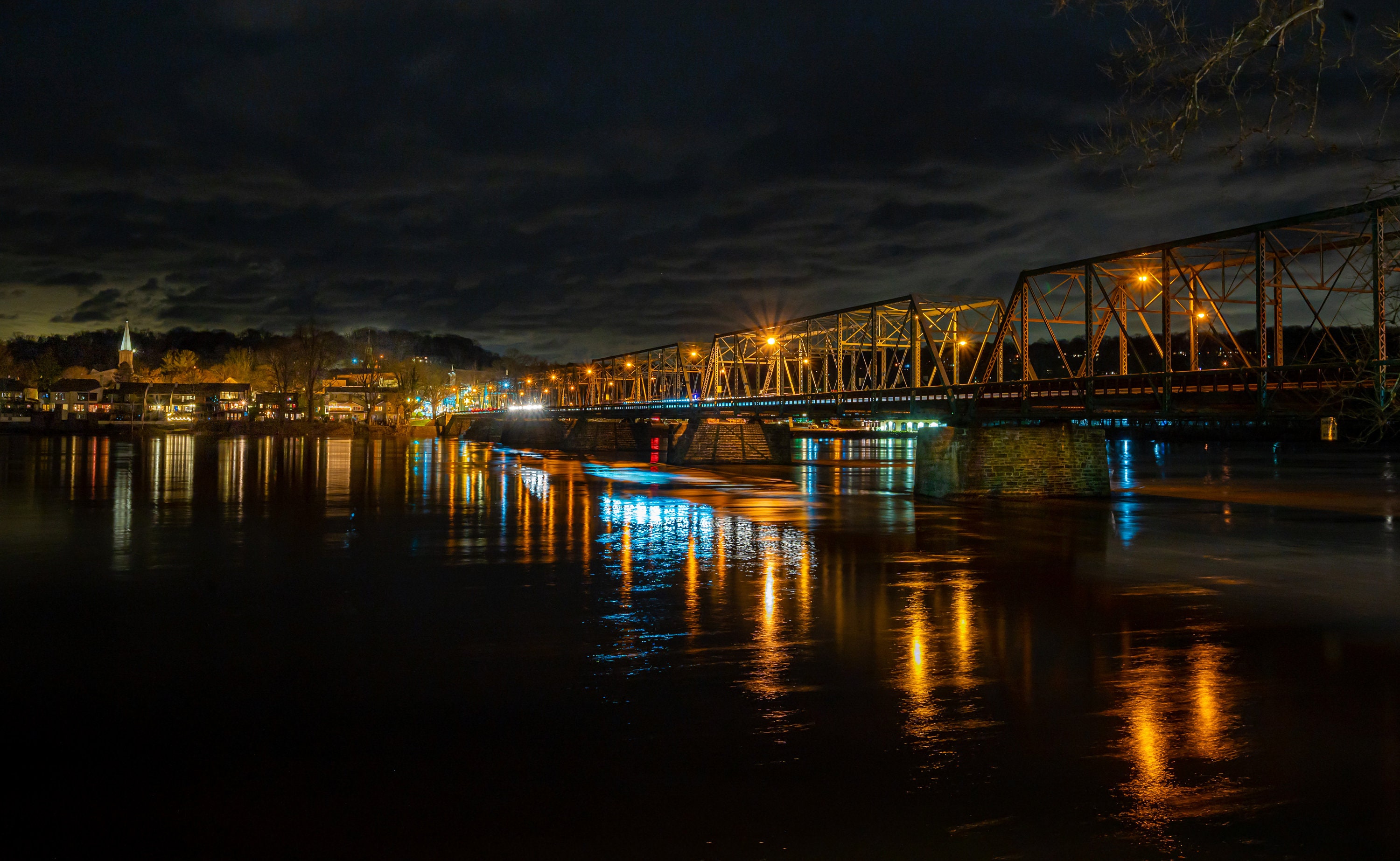 New Hope-lambertville Bridge at Night delaware River - Etsy