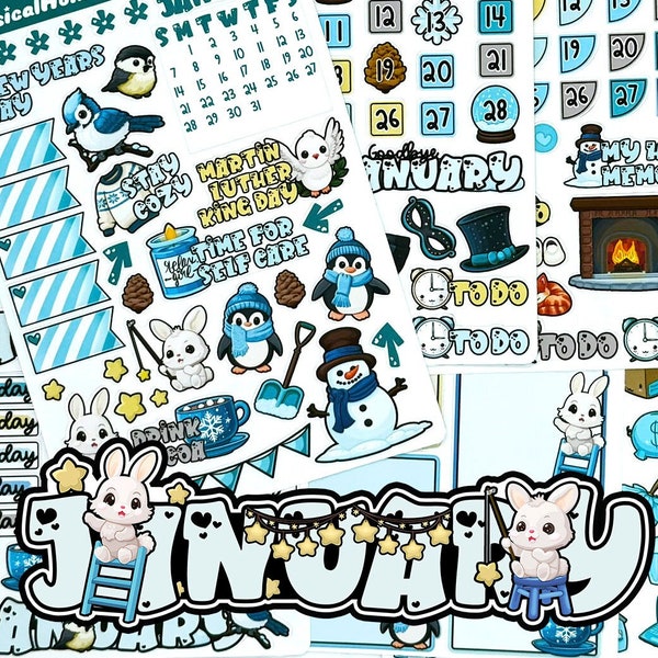 January Stickers - Etsy