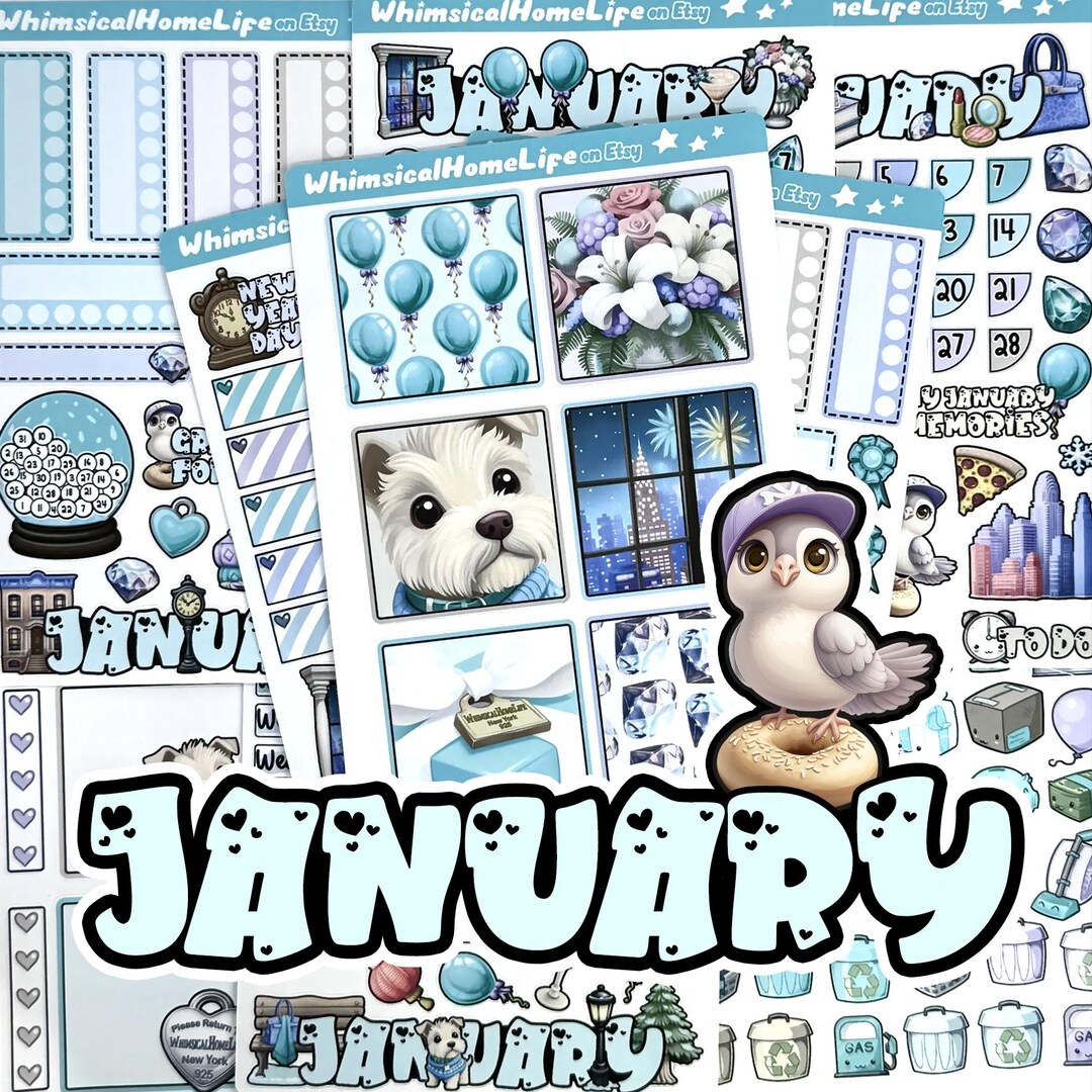 January Planner Sticker Kit Habit Trackers & Decorative Box Stickers ...