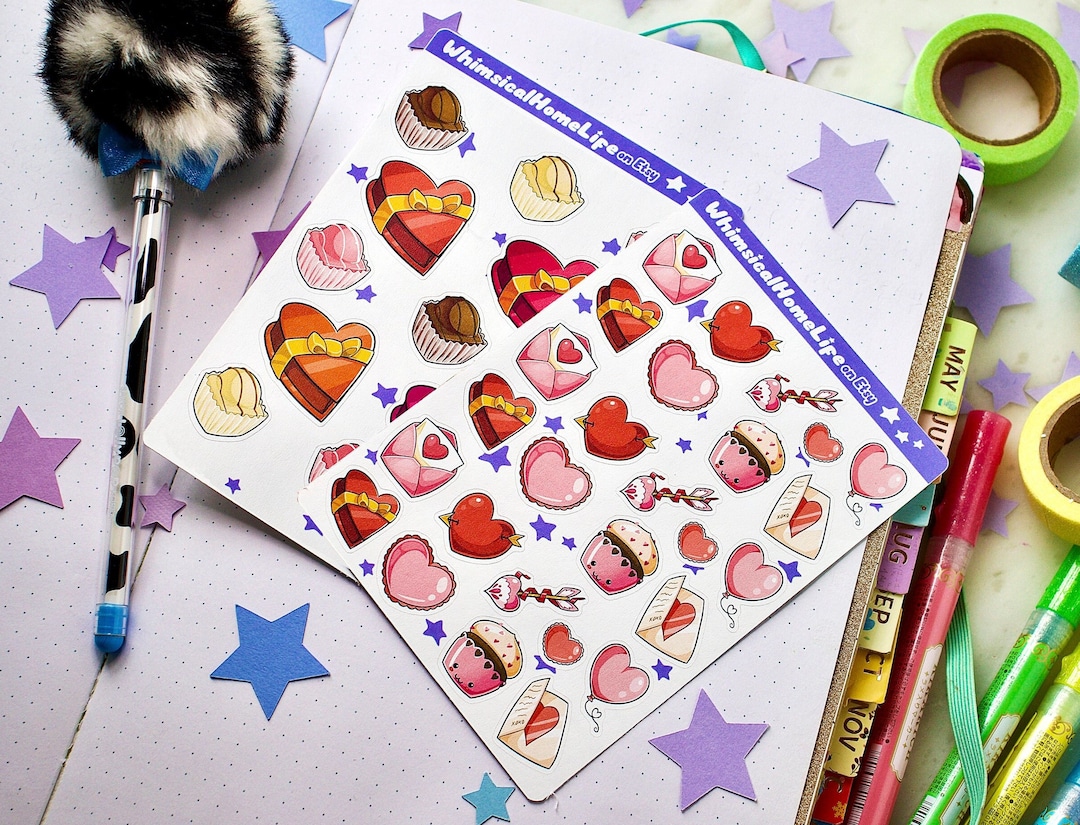 Love Letters Sticker Sheet - Removable Planner Bullet Journal Stickers ...