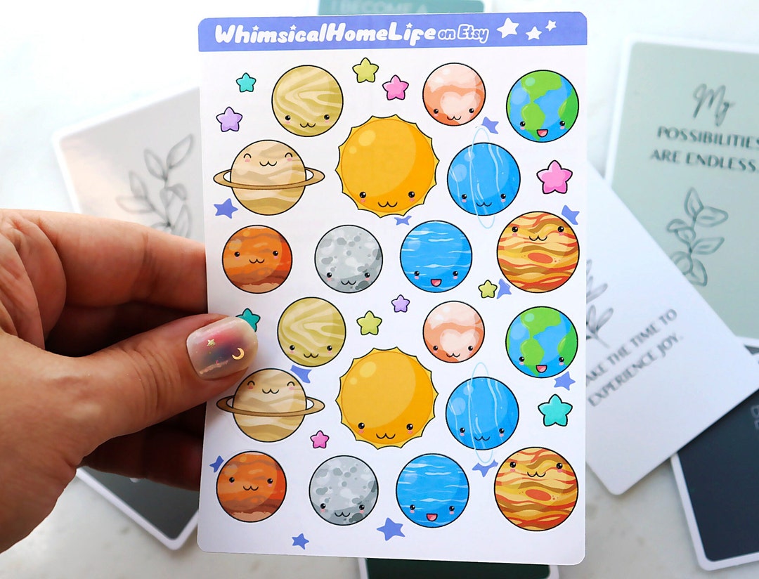 Solar System Sticker Sheet - Removable Planner Bullet Journal Stickers ...