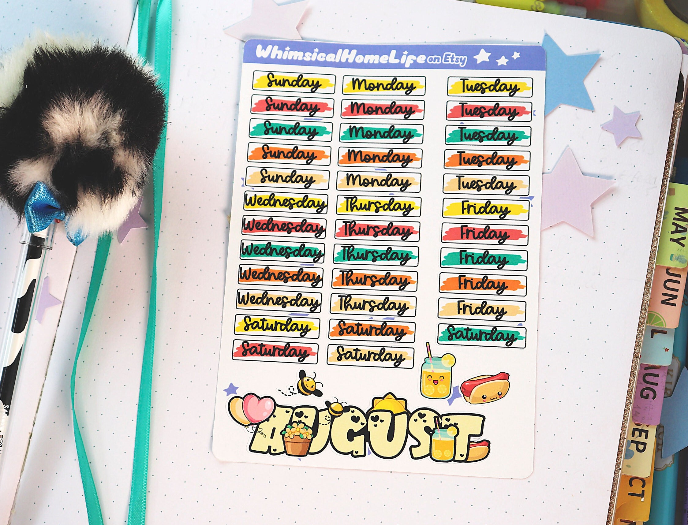 August Bullet Journal Sticker Set Monthly Planner Kit Stickers Summer ...