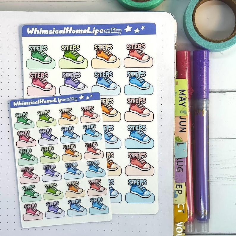 Steps Tracker Planner Stickers: Step Goals Walking & Running Fill-in ...