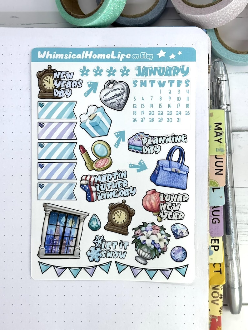January Planner Stickers: Uptown Girl Winter City Theme (2027 Update ...