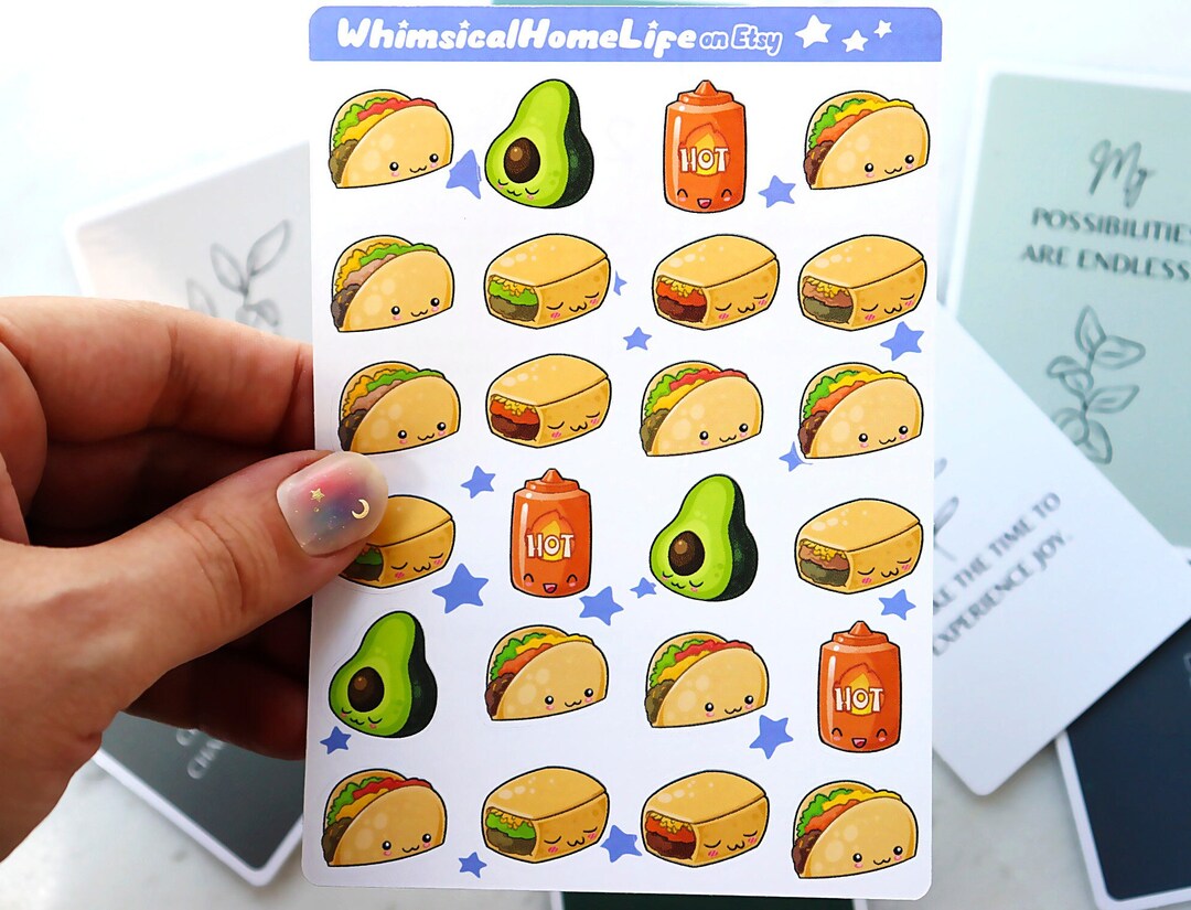 Taco Tuesday Sticker Sheet - Removable Planner Bullet Journal Stickers ...