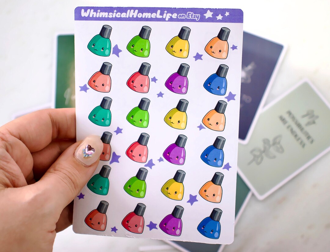 Nail Polish Sticker Sheet Bullet Journal Stickers Self Care Self Love ...