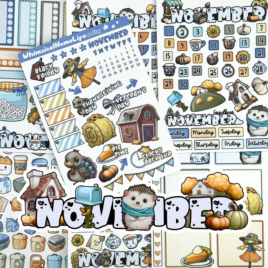 November Planner Stickers (2026 Update) – Thanksgiving Theme ...