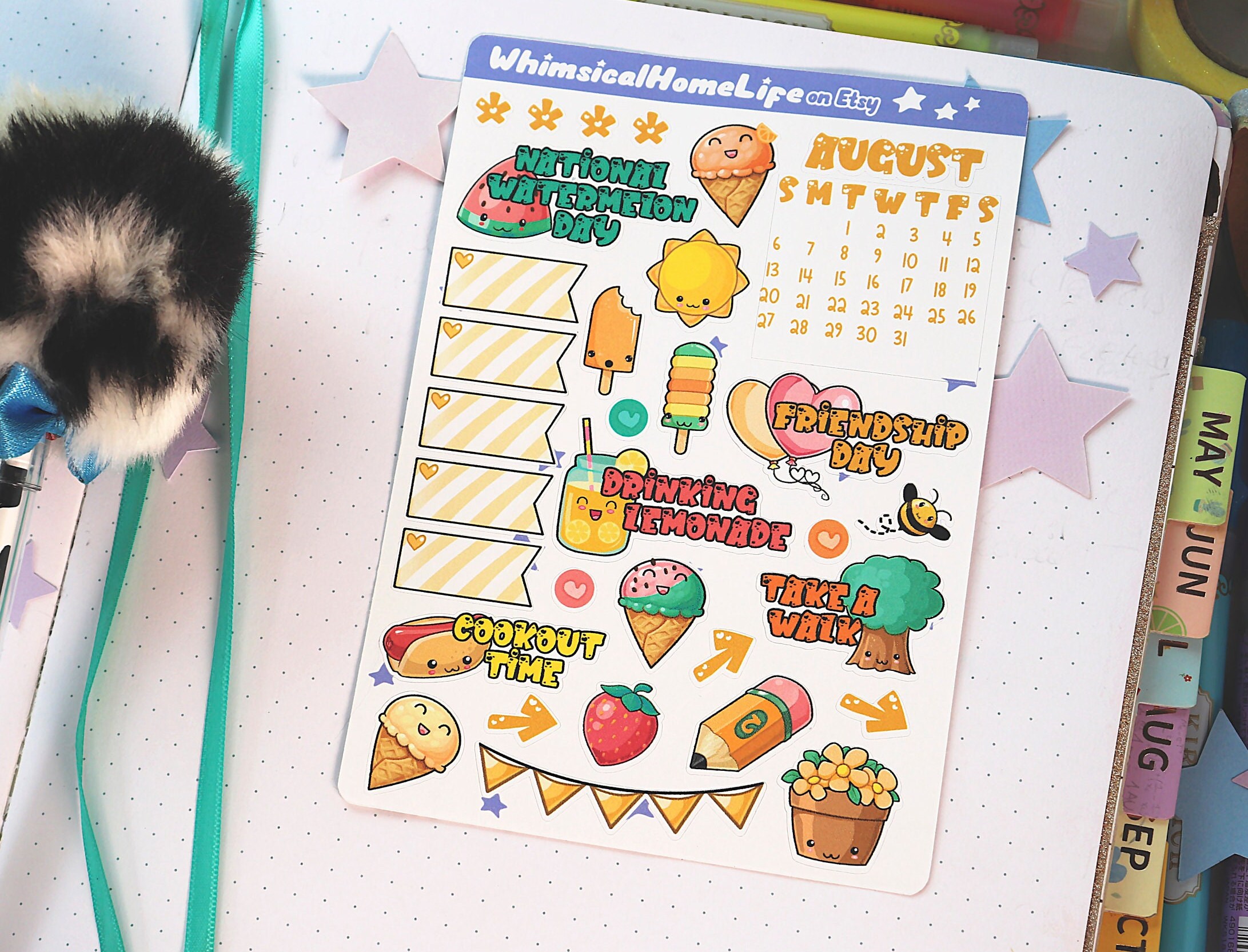 August Bullet Journal Sticker Set Monthly Planner Kit Stickers Summer ...