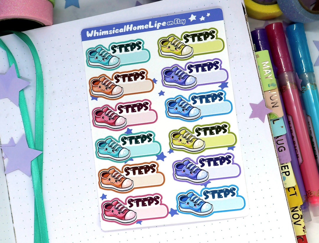 Steps Tracker Sticker Sheet Planner Bullet Journal Stickers Step Goals ...