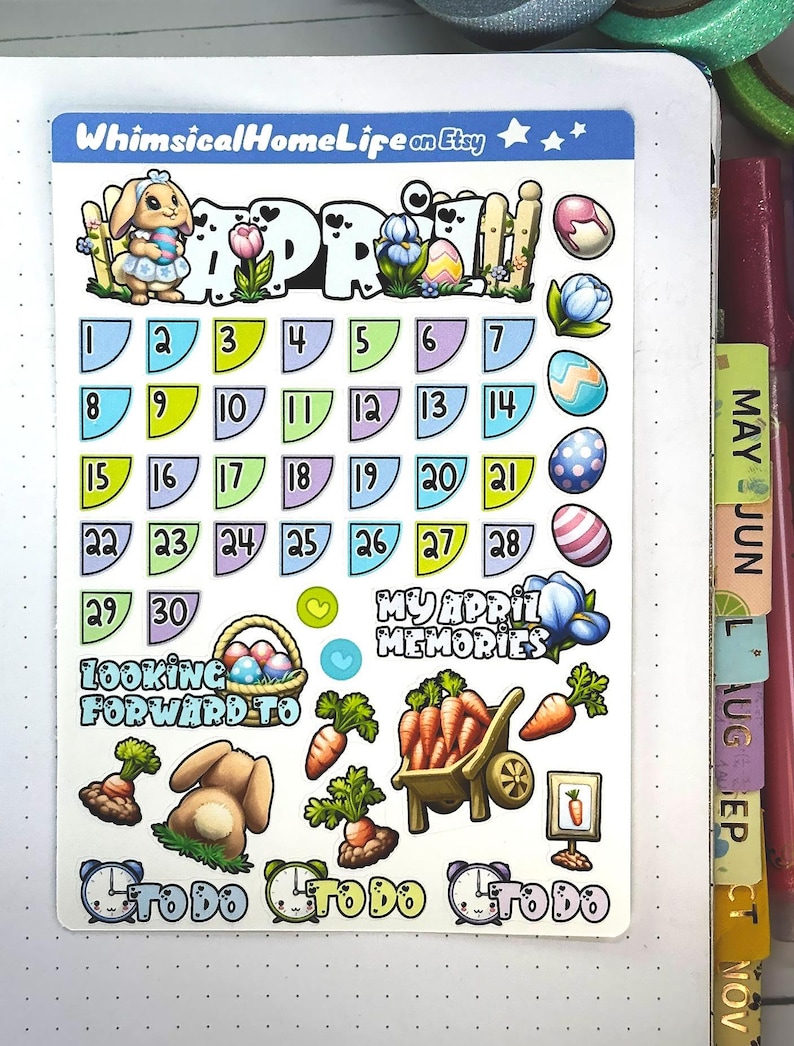 April Planner Stickers (2026 Update) – Easter Springtime Calendar ...