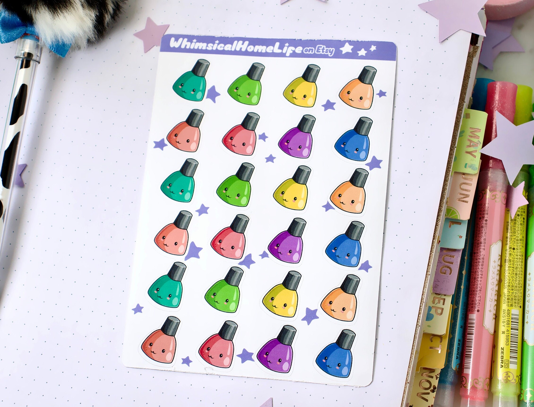 Nail Polish Sticker Sheet Bullet Journal Stickers Self Care Self Love ...